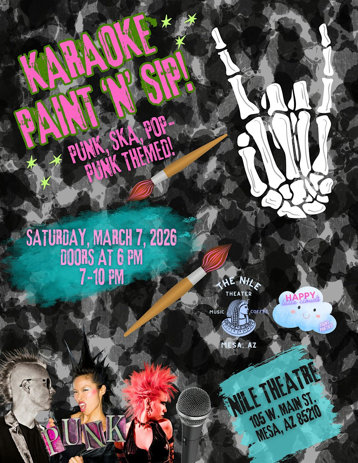 Punk Rock Karaoke Paint and Sip at The Nile Theater, Nile Theater, Mesa ...