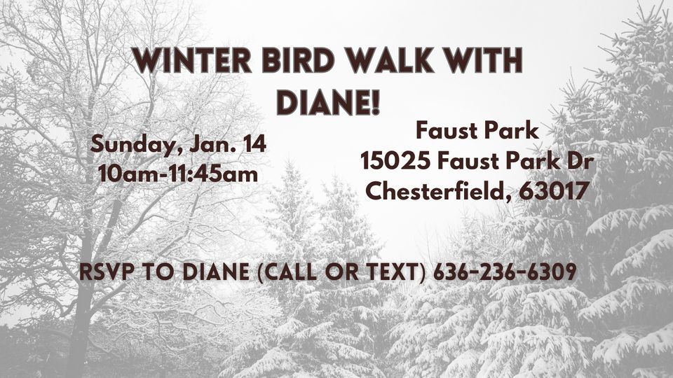 Winter Bird Walk with Diane!, Faust Park, Chesterfield, January 14 2024 ...