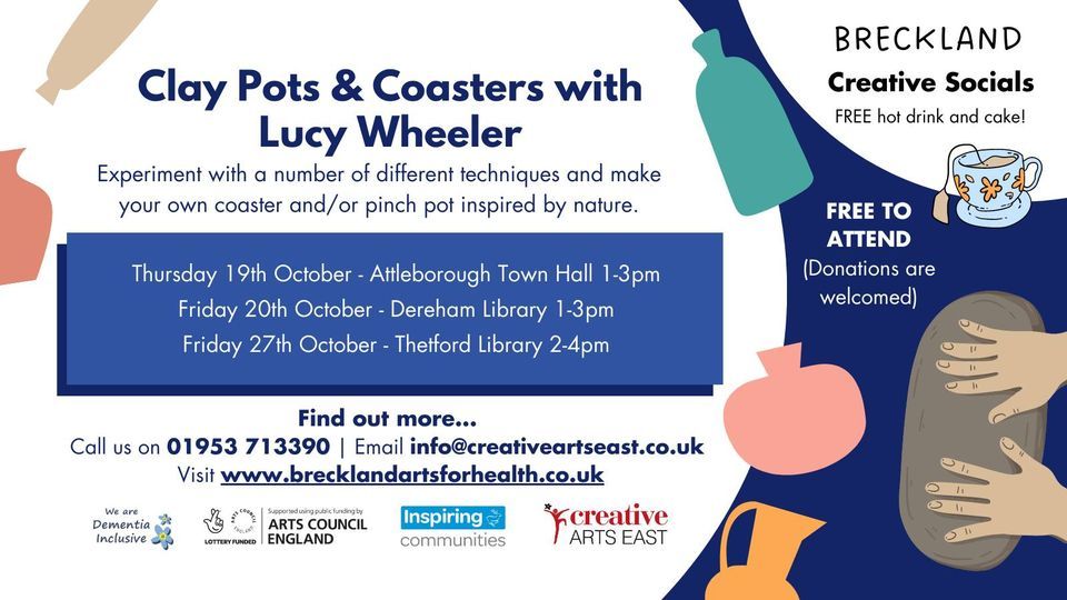 Clay Pots and Coasters with Lucy Wheeler, Dereham Library, 20 October ...