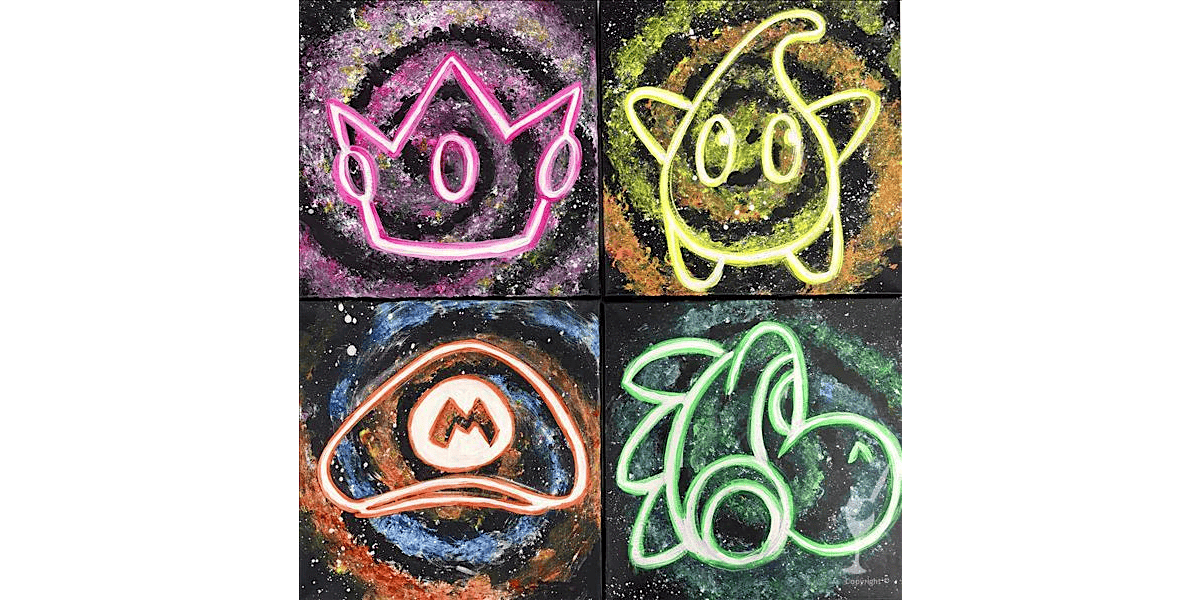 Neon Mario Galaxy - Paint and Sip in Houston | Classpop!™, Painting ...