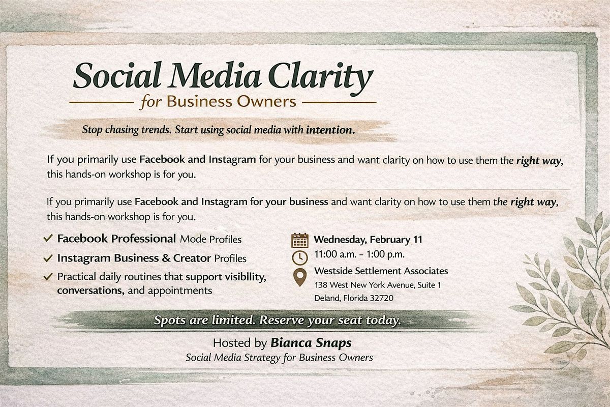 Social Media Clarity for Business Owners, Westside Settlement ...