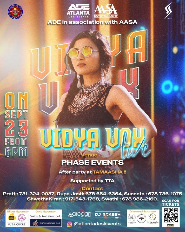 VIDYA VOX LIVE IN ATL, Phase Events, Alpharetta, 23 September 2023 ...
