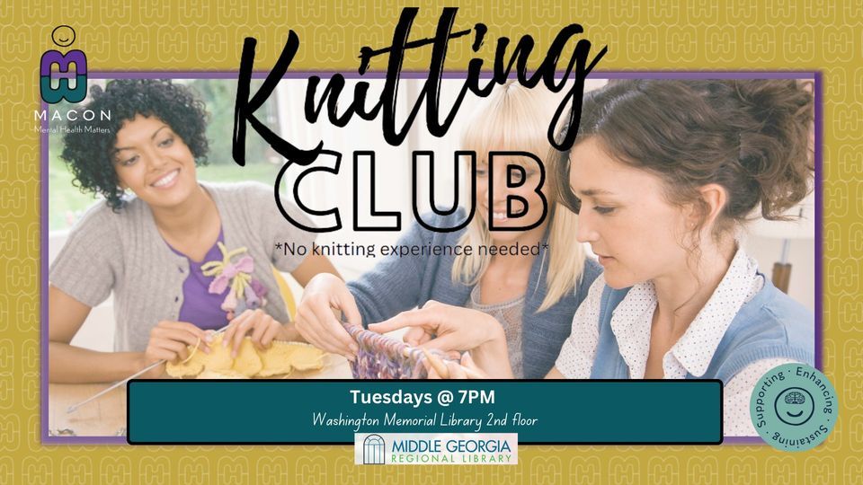 Knitting Club, Washington Memorial Library, Bolingbroke, 5 December ...