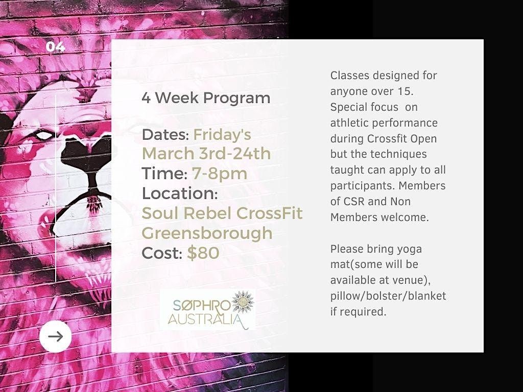 Mind Body Connect - 4 Week Program (single classes available), CrossFit ...