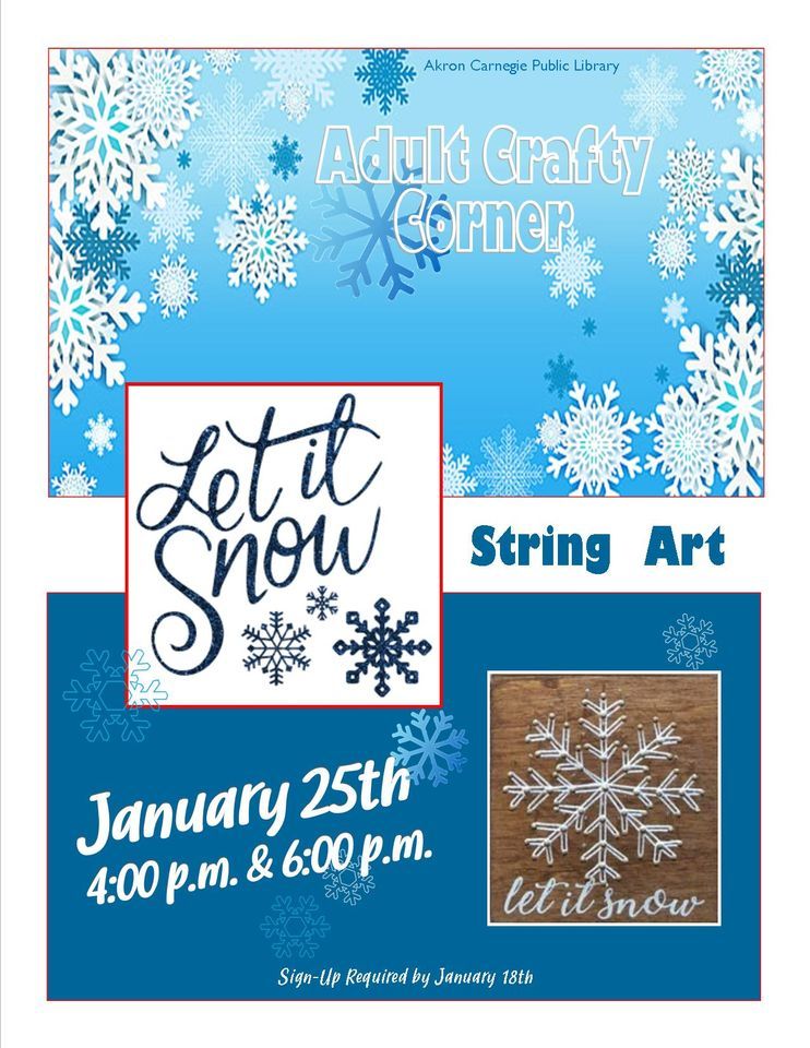 Adult Crafty Corner - String Art, Akron Carnegie Public Library ...