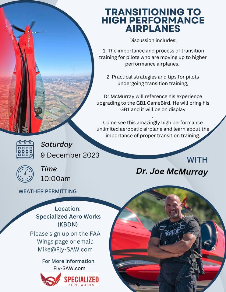 Transitioning to High Performance Airplanes seminar, Specialized Aero ...