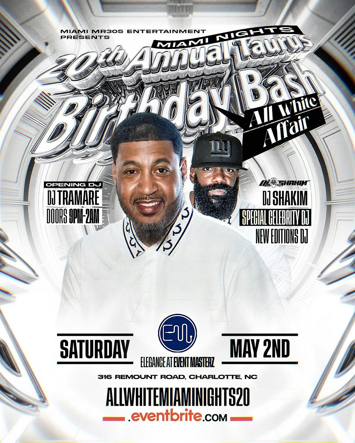 Miami Nights Annual All White Affair, Event Masterz, Charlotte, 2 May ...