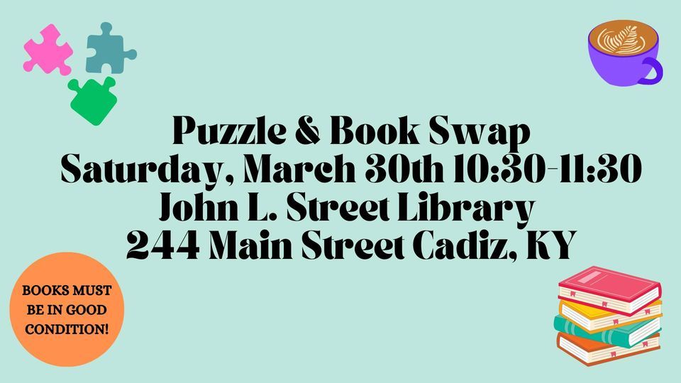 Puzzle & Book Swap at the JLS Library, John L. Street Library, Cadiz ...