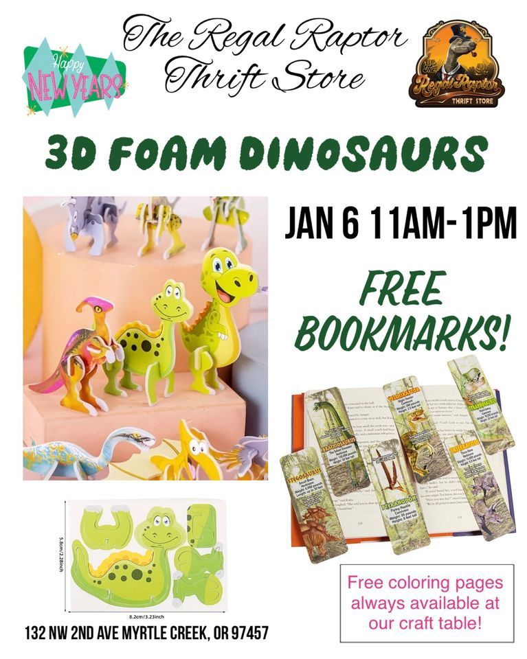 3D Foam Dinosaurs - Free Craft - Free Bookmarks , The Regal Raptor ...