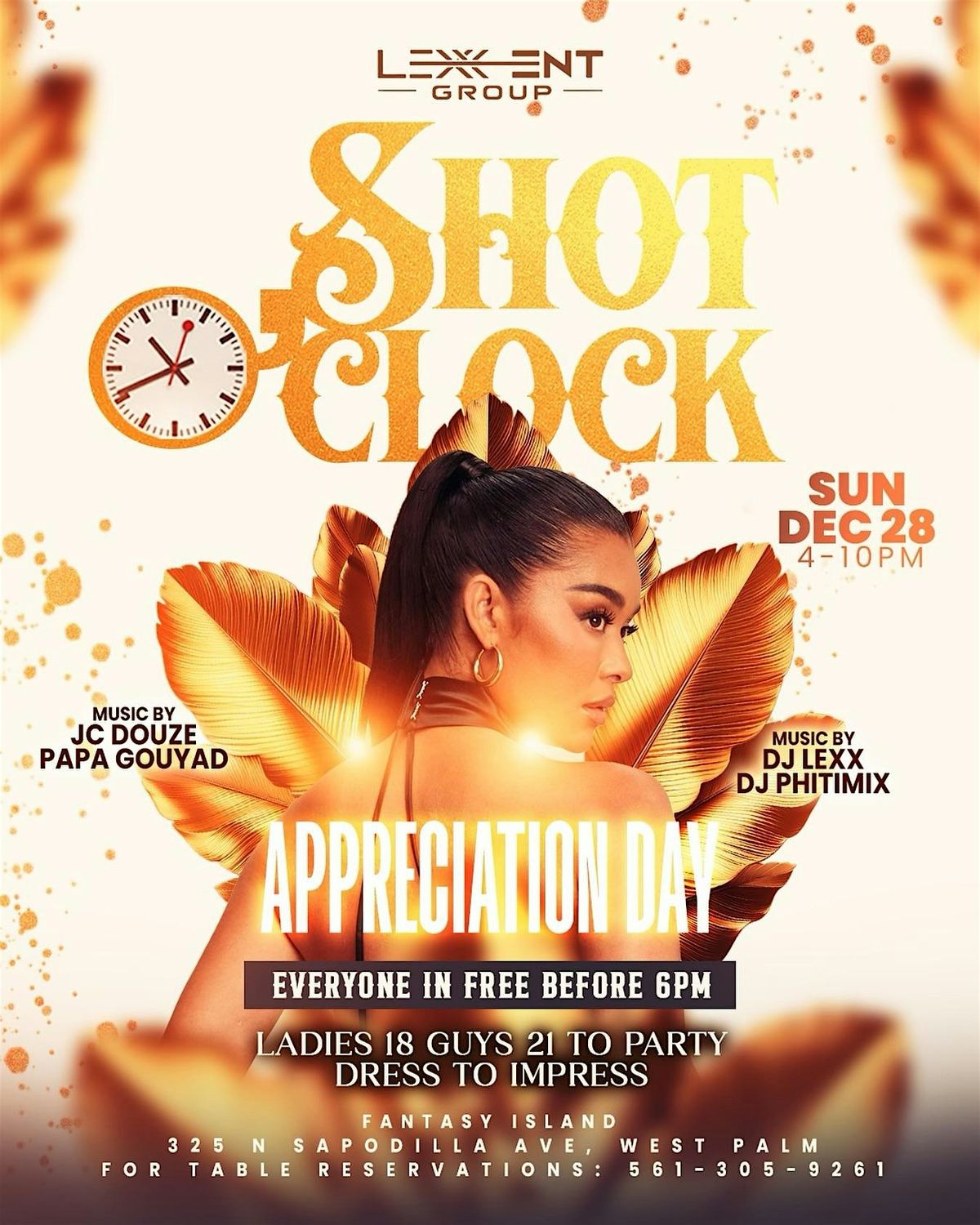 SHOT OCLOCK DAY-PARTY APPRECIATION DAY SUN DEC 28, 325 N Sapodilla Ave ...