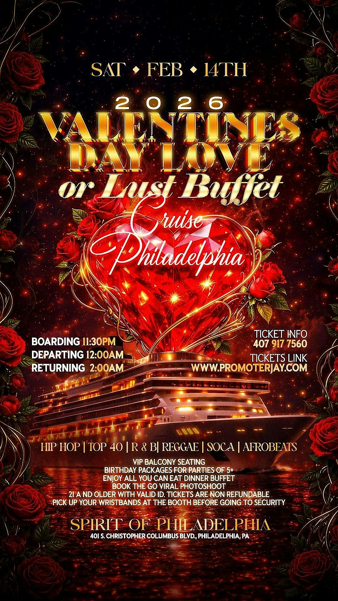 2026 Valentines Day Love or Lust Buffet Cruise Philadelphia, The Spirit ...