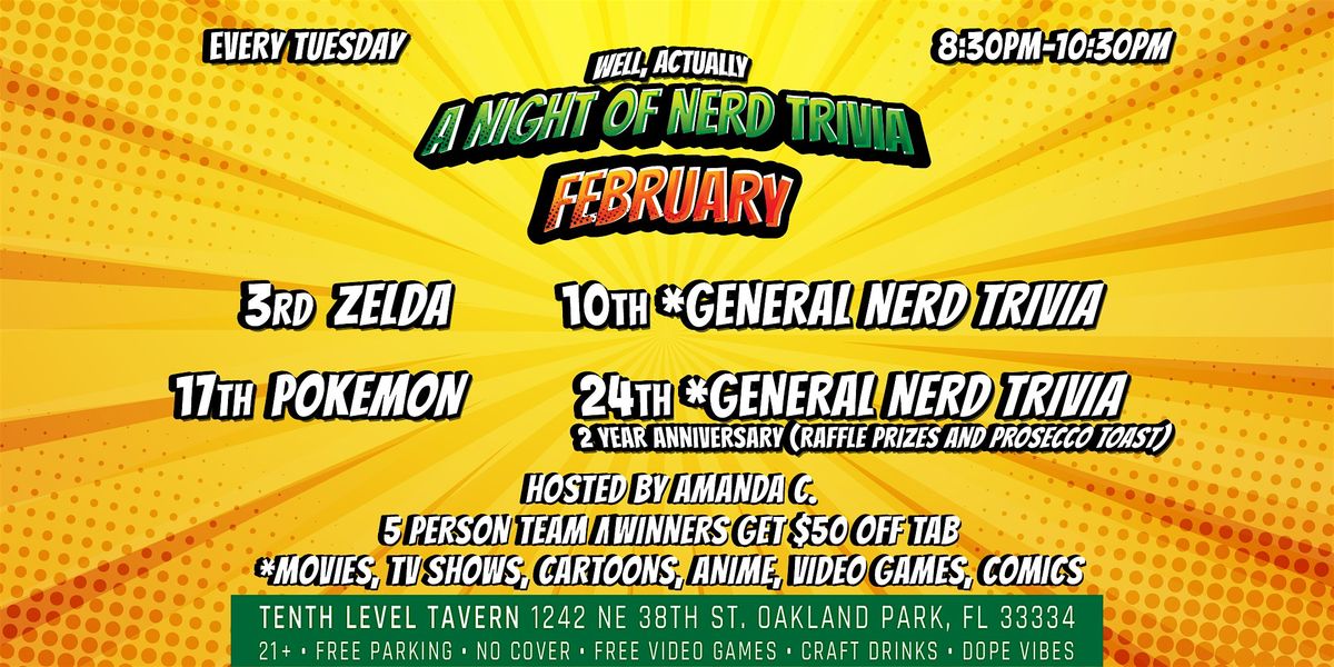Well, Actually- A Night of Nerd Trivia, Tenth Level Tavern, Oakland ...