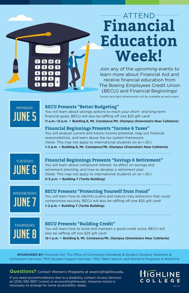 Financial Education Week, Highline College, Des Moines, 5 June to 8 ...