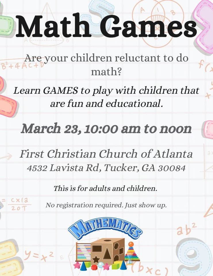 Math Games, First Christian Church of Atlanta, Tucker, 23 March 2024 ...