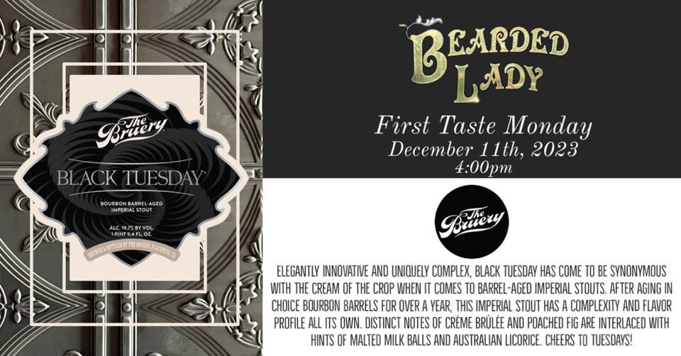 First Taste Monday: The Bruery’s Black Tuesday, Bearded Lady Key West, 11 December 2023 ...