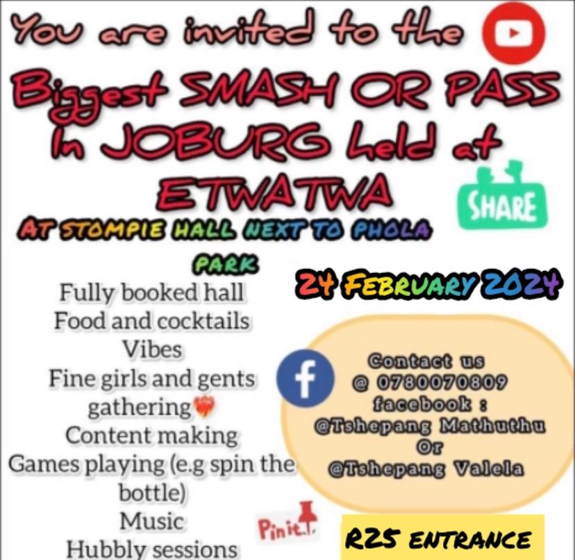 Smash or Pass, Emaphupheni,ema12,Daveyton, 24 February 2024 | AllEvents.in