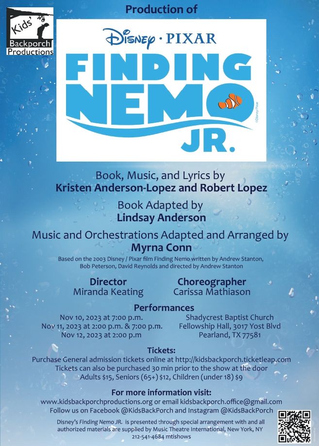 KBP presents Disneys Finding Nemo JR, Shadycrest Baptist Church ...