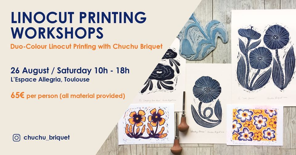 Linocut Printing Workshop, Espace Allegria, Toulouse, 26 August 2023 | AllEvents.in