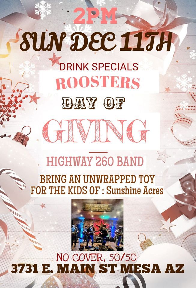 ROOSTERS DAY OF GIVING TO SUNSHINE ACERS/ HIGHWAY 260 BAND, Roosters ...