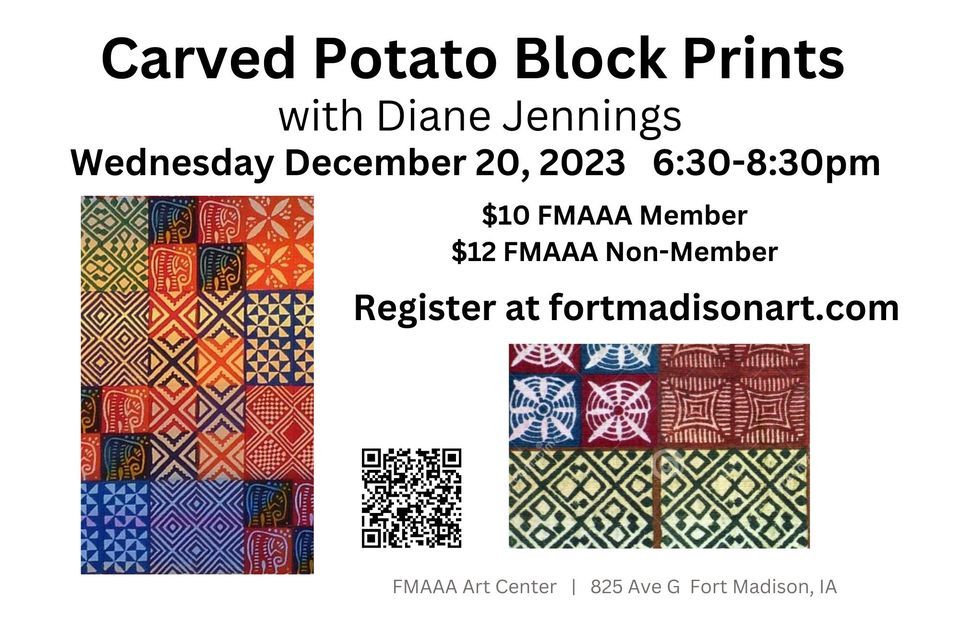 Carved Potato Block Prints, Fort Madison Area Arts Association ...