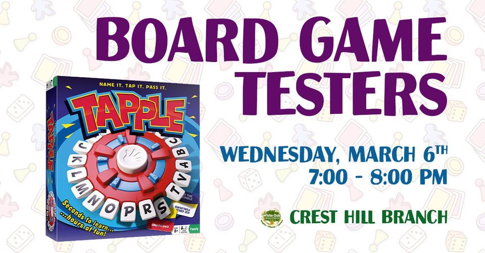 Board Game Testers: Tapple, White Oak Library District (Crest Hill, IL ...