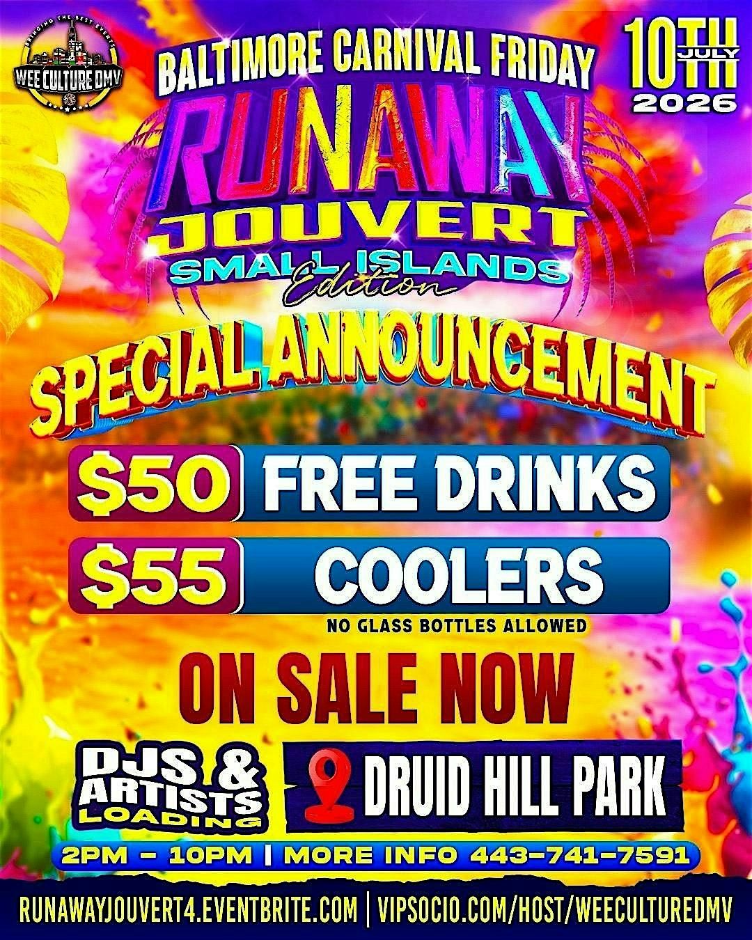 Runaway Jouvert, Druid Hill Park, Baltimore, 10 July 2026 | AllEvents