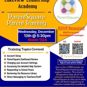 Aeries/ParentSquare Hands-on Training for Parents, Lakeview Leadership Academy, Oak Hill ...
