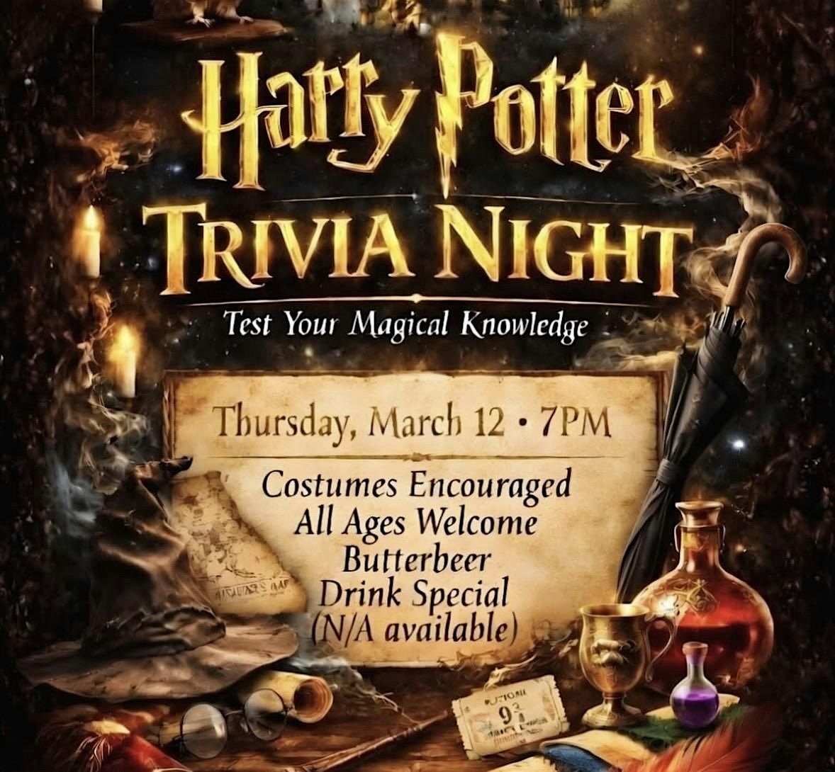 Harry Potter Trivia Night in Gilroy!, Pour Me Taproom, Gilroy, 12 March ...