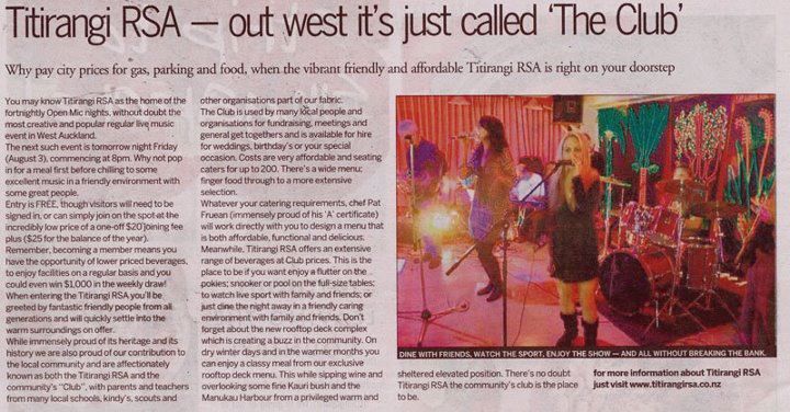 Rock into 2024!! First open mic of 2024!! , Titirangi RSA, 502 South ...