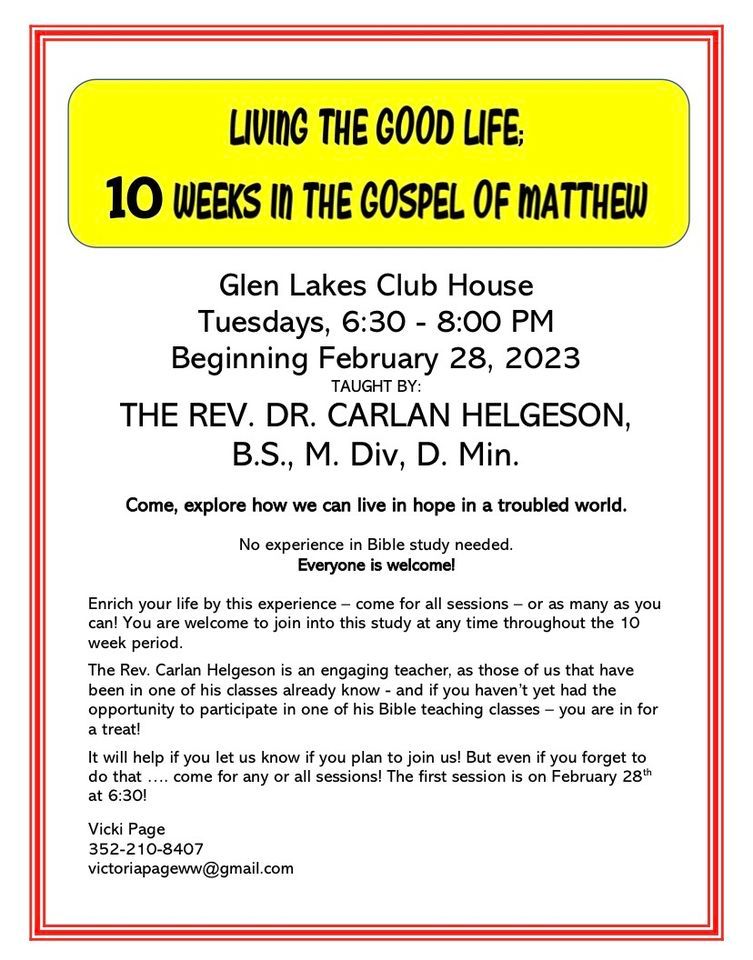 Living the Good Life, Glen Lakes Clubhouse, Brooksville, February 28 ...