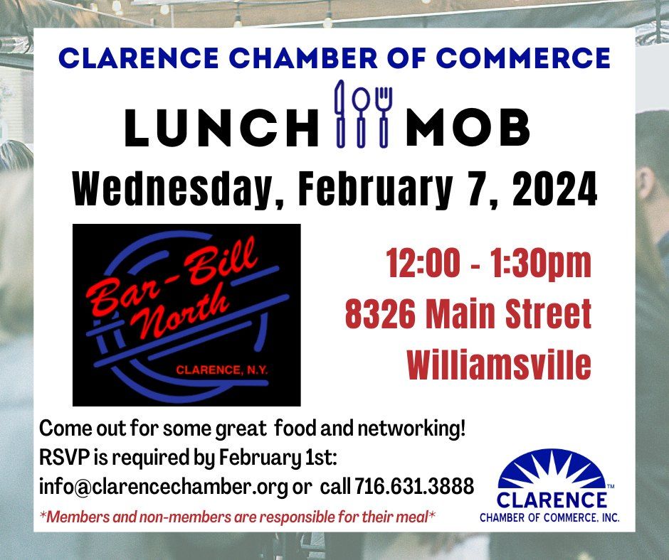 Clarence Chamber - February LUNCH MOB - Bar-Bill North!, Bar-Bill North ...