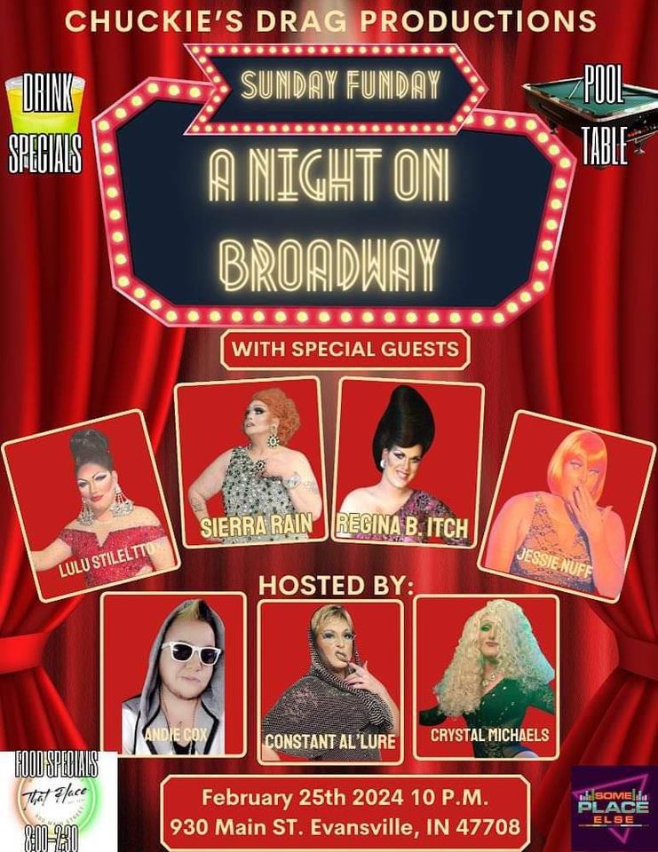 Broadway theme drag show, Someplace Else Nightclub, Evansville, 25 ...