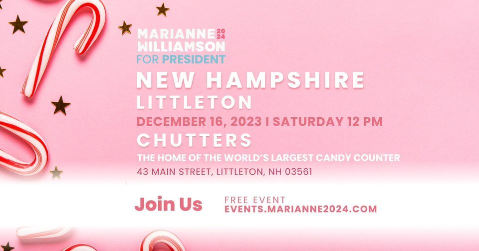 Marianne Williamson at Chutters (the worlds largest candy counter ...