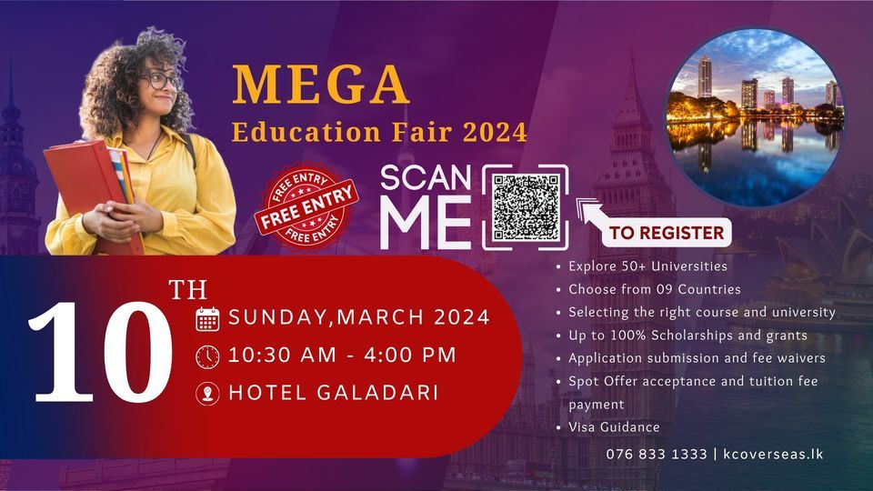 Mega Overseas Education Fair Galadari Hotel Colombo 10 March 2024