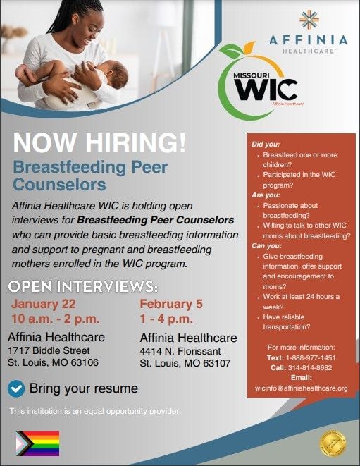 Affinia Healthcare WIC Breastfeeding Peer Counselor Hiring Event, 4414 N Florissant Ave, St ...