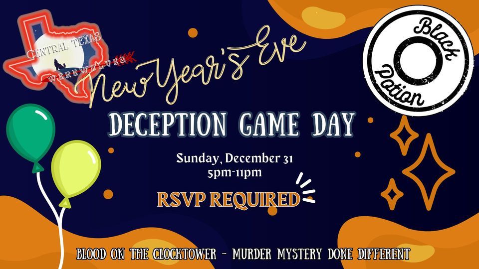 New Years Eve Deception Games at Black Potion - Sunday 12/31 - RSVP ...