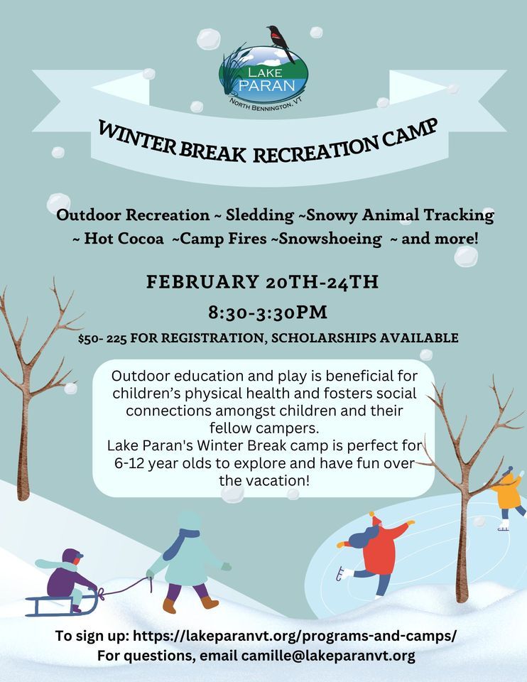 School Break Outdoor Recreation Camps, Lake Paran - North Bennington ...