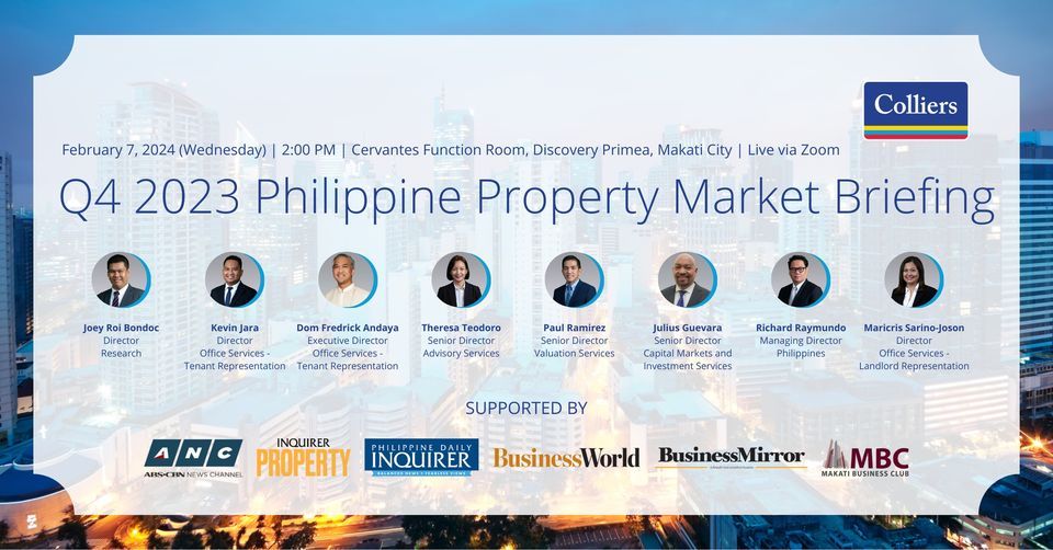 Colliers Philippines | Q4 2023 Philippine Property Market Briefing, Online event, Makati, 7 ...