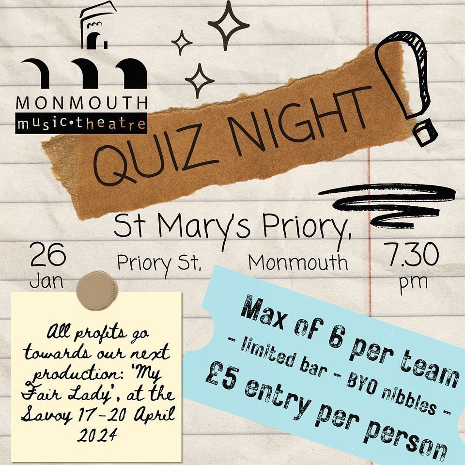 MMT Quiz Night, Monmouth Priory, 26 January 2024 | AllEvents.in