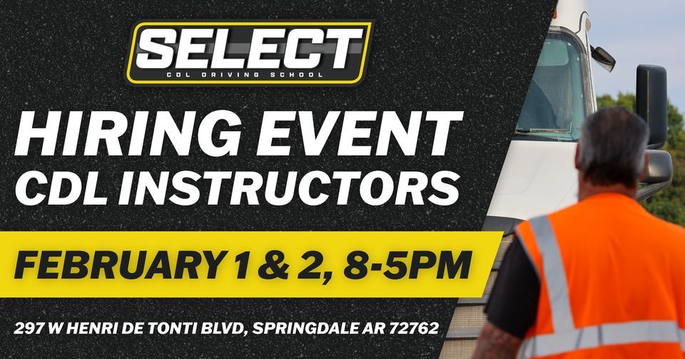 CDL Instructor Hiring Event - Select CDL Driving School, PAM Transport ...