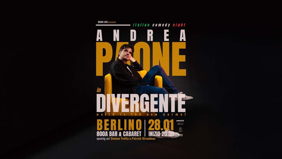 Divergente - Andrea Paone @Italian Comedy Night, 800A Bar & Cabaret ...