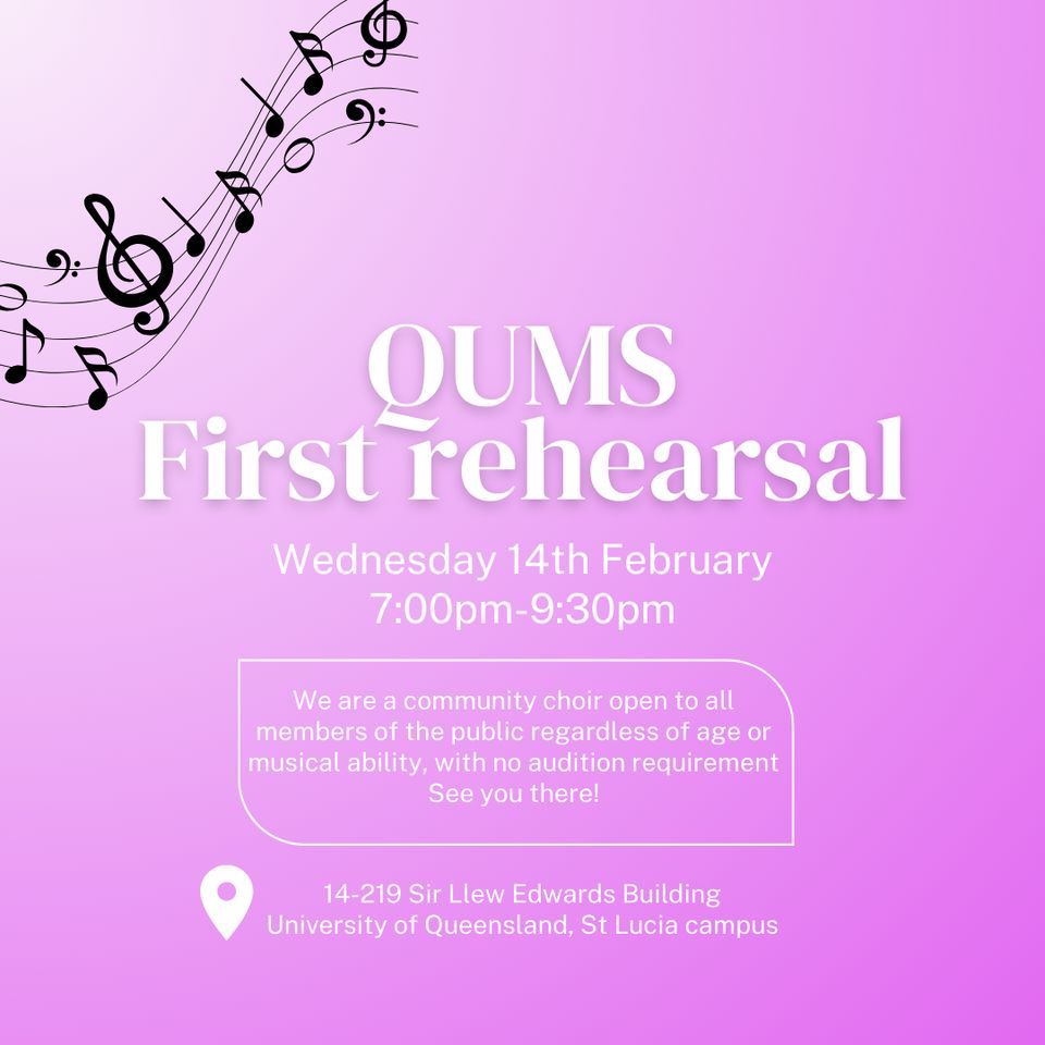 QUMS First Rehearsal, Sir Llew Edwards Building, St Lucia South, 14 ...