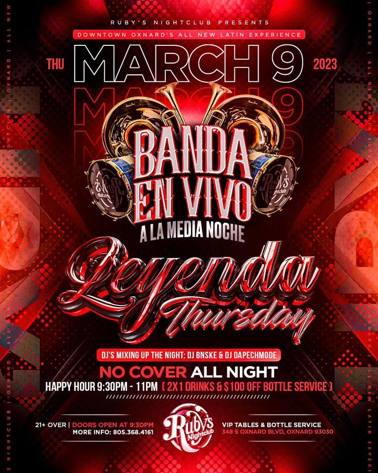 LEYENDA THURSDAY , Ruby’s, Oxnard, 9 March 2023 | AllEvents.in