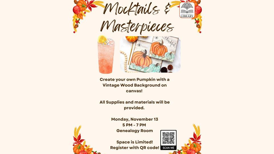 Mocktails & Masterpieces, Gibson Memorial Library, Creston, 13 November ...