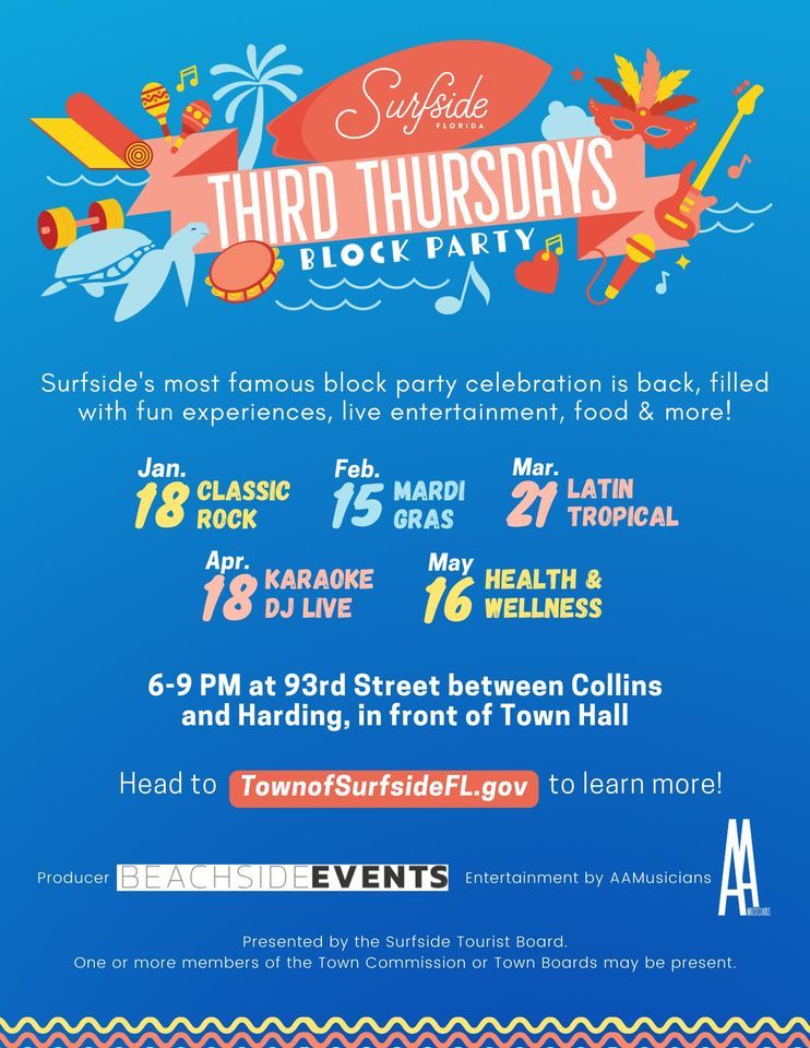 Surfside Third Thursday Block Party, Town of Surfside, North Miami ...