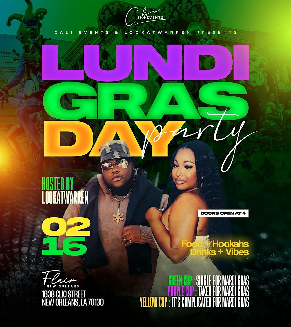Lundi gras day party, 1638 Clio St, New Orleans, 14 March 2026 | AllEvents
