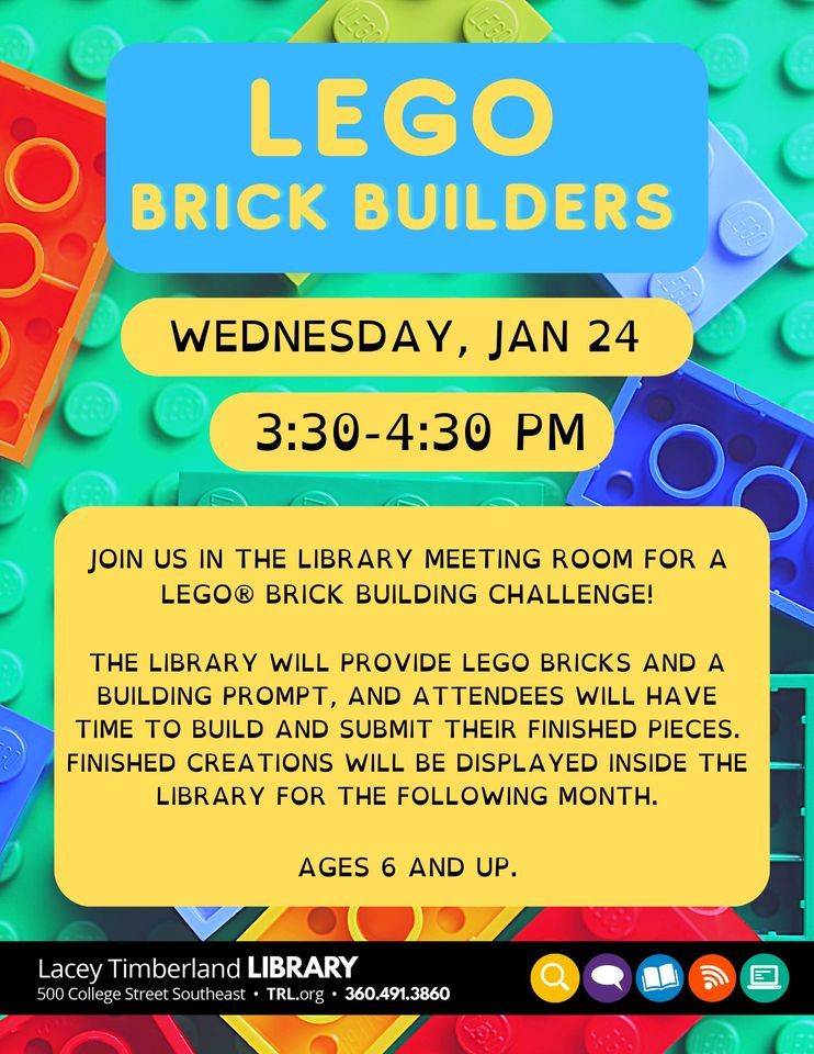 Lego Brick Builders, Lacey Timberland Library, 24 January 2024 | AllEvents
