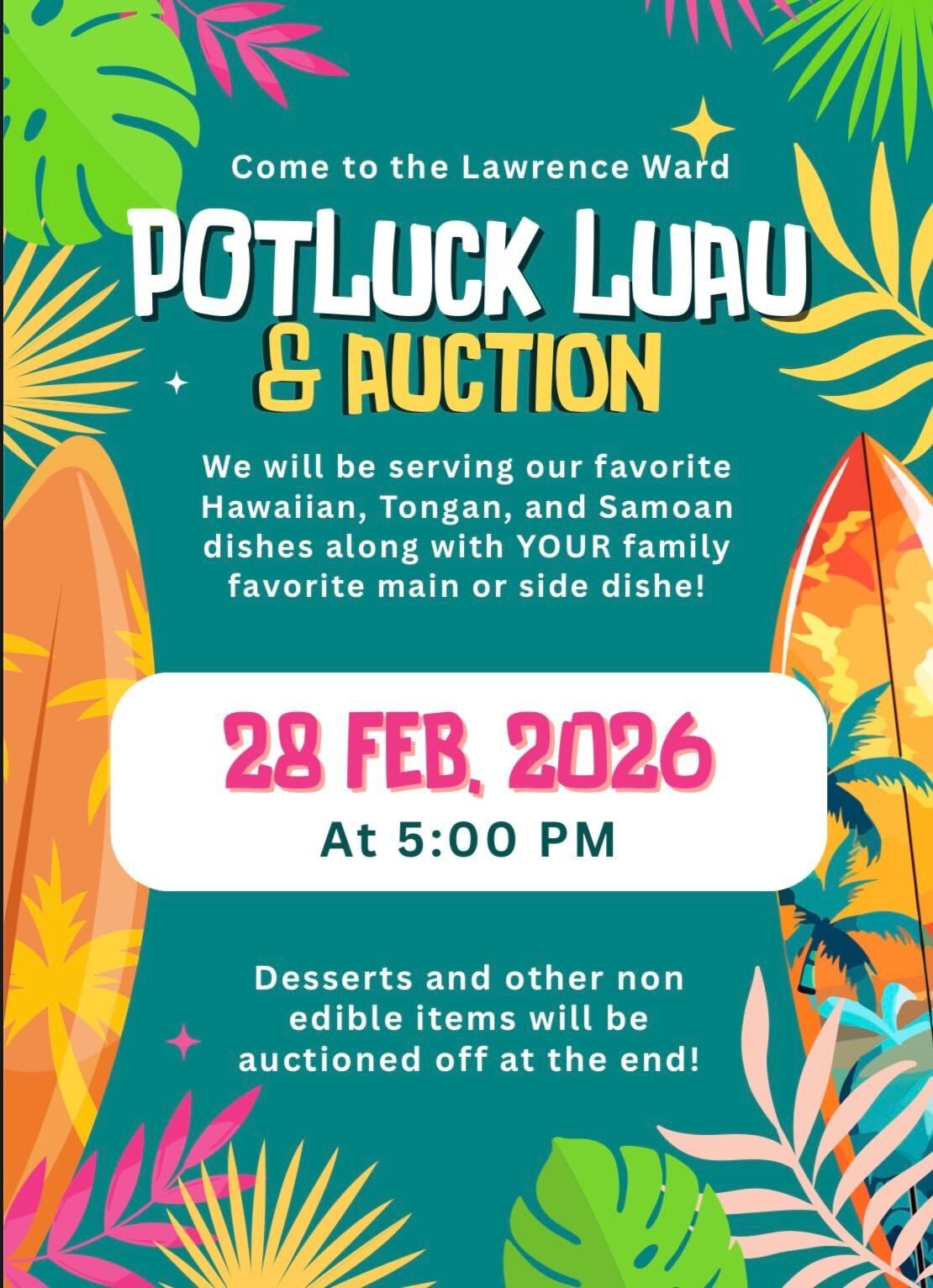Youth Luau and Fundraiser, The Church of Jesus Christ of Latter-day ...