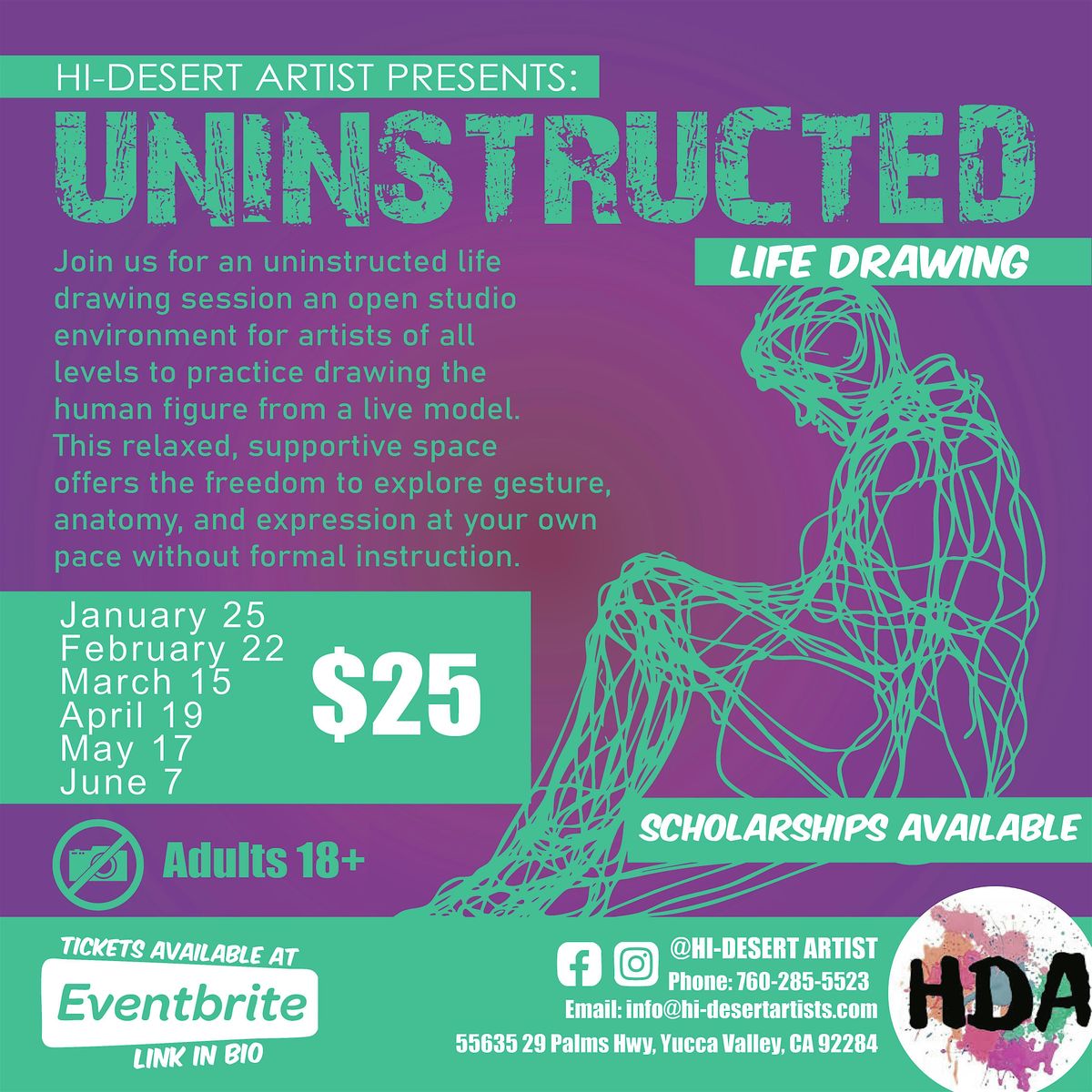 Uninstructed Life Drawing, Hi-Desert Artists, Yucca Valley, 25 January ...