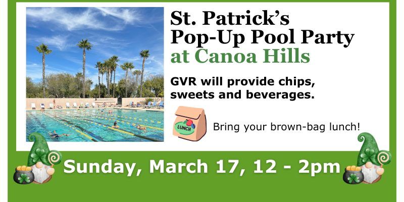 St. Patricks Day Pop-up Pool Party, Canoa Hills Social Club, Green ...